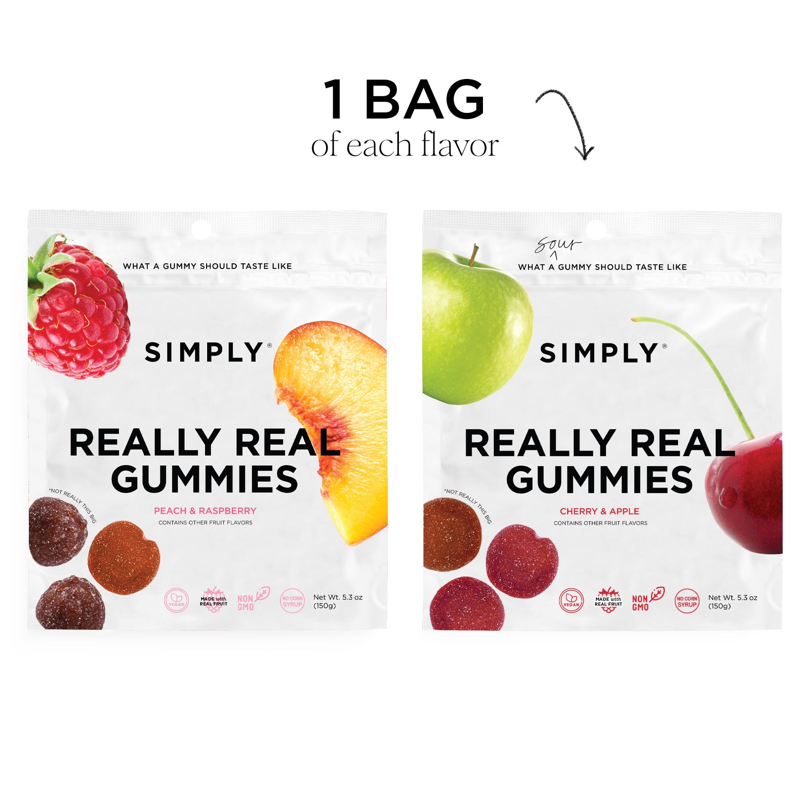 Fruit Gummies | Mixed Peach and Raspberry Gummies by Simply – Simply Gum