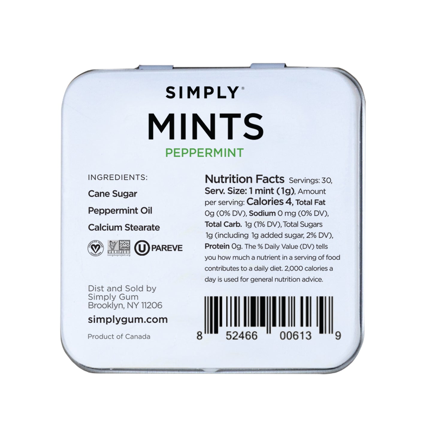 SIMPLY MINTS- PEPPERMINT – Simply Gum